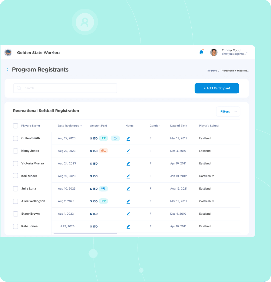 Simple & Fast Online Sports Registration Software | Jersey Watch